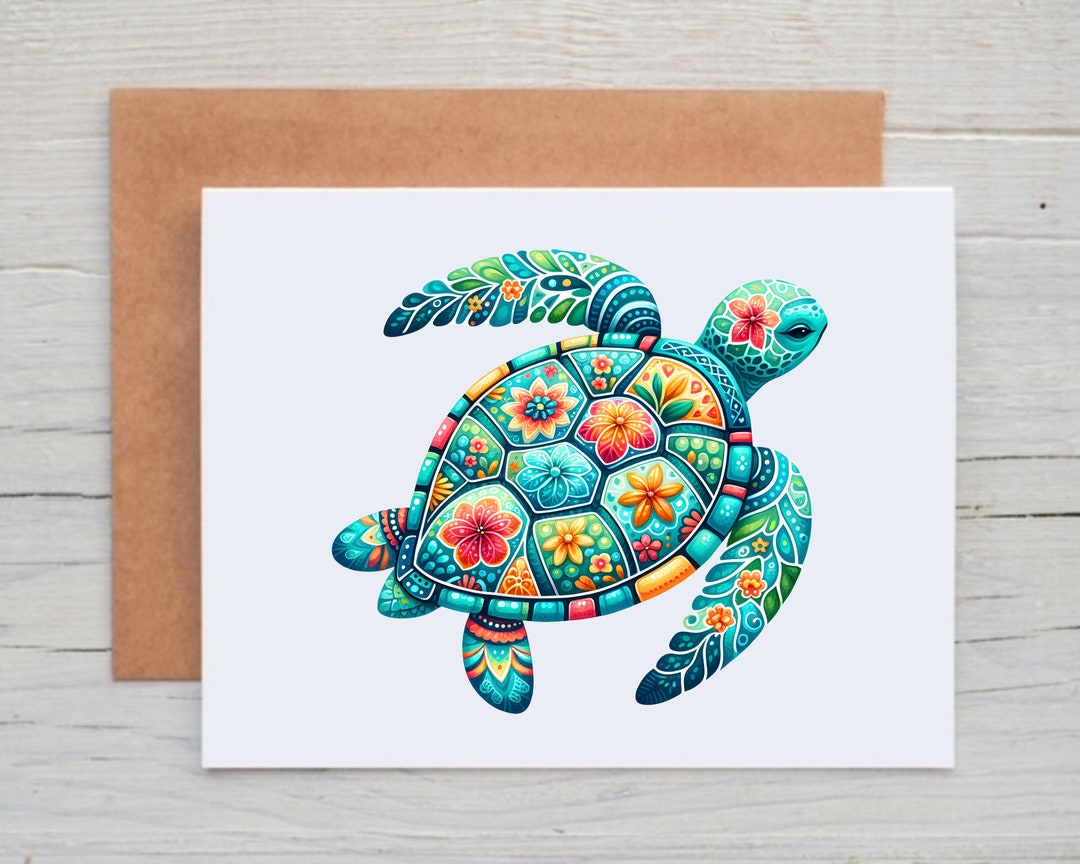 Sea Turtle Card Pack, Turtle Note Cards With Envelopes, Summer ...