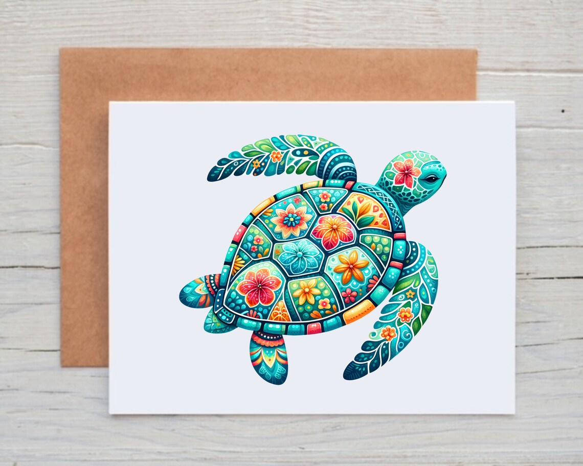 Sea Turtle Card Pack, Turtle Note Cards With Envelopes, Summer ...