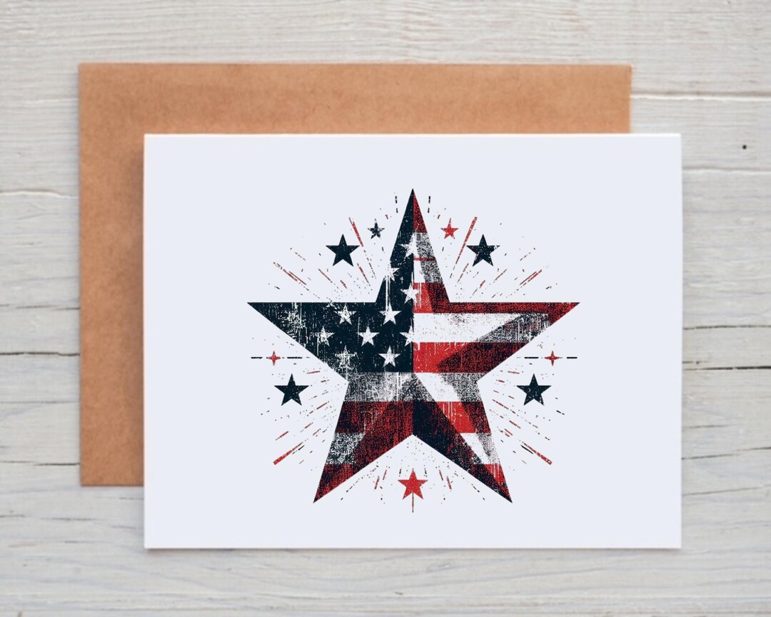 Patriotic Note Cards With Envelopes, 4th of July Card, Independence Day ...