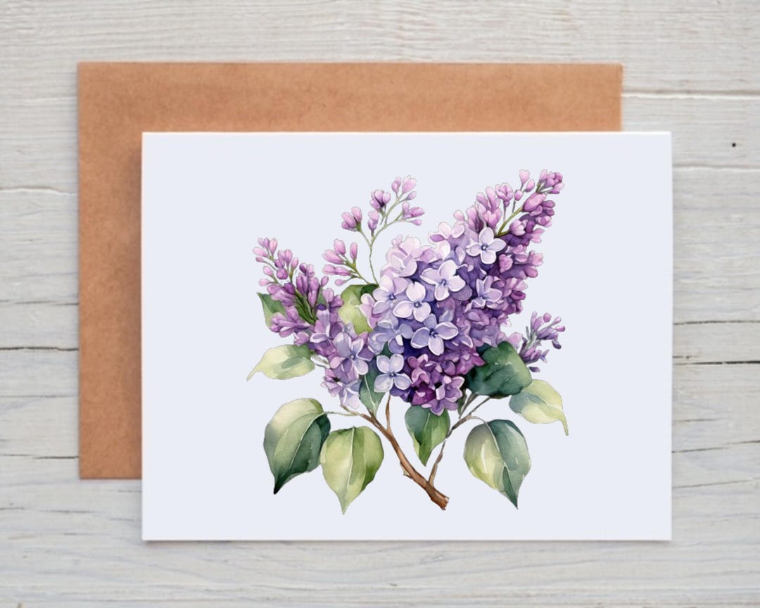 Lilac Note Cards With Envelopes, Floral Card Pack, Spring Stationery ...