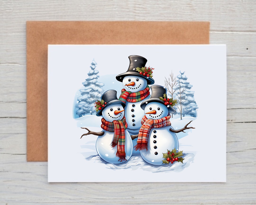 Snowman Christmas Cards With Envelopes, Holiday Greeting Cards Blank ...
