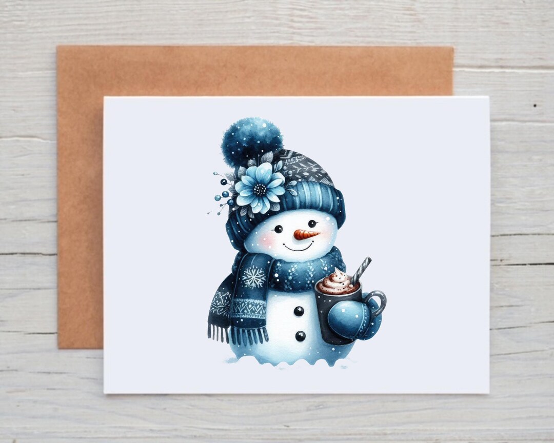 Snowman Note Cards With Envelopes, Winter Note Cards, Snowman ...