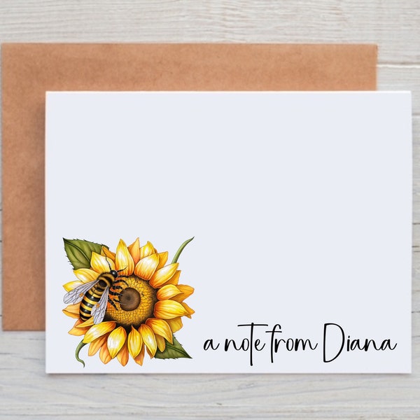 Sunflower Note Card - Etsy