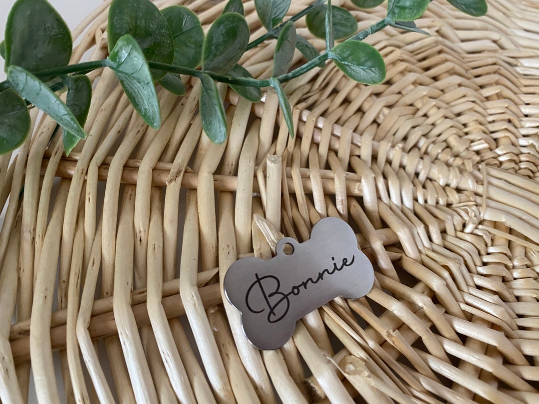 Engraved Dog Tag BONE Name Tag for Dogs - Etsy