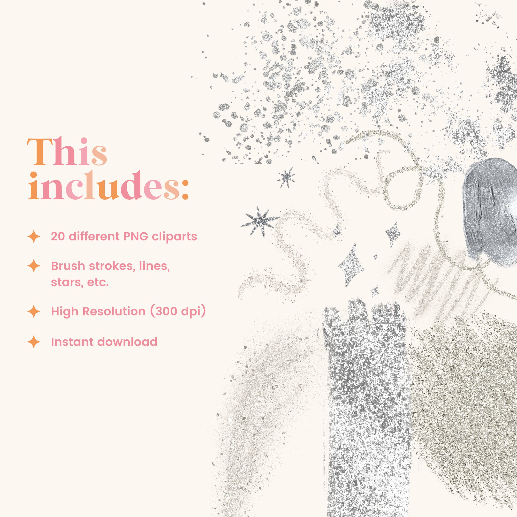 Silver Glitter Cliparts - Etsy