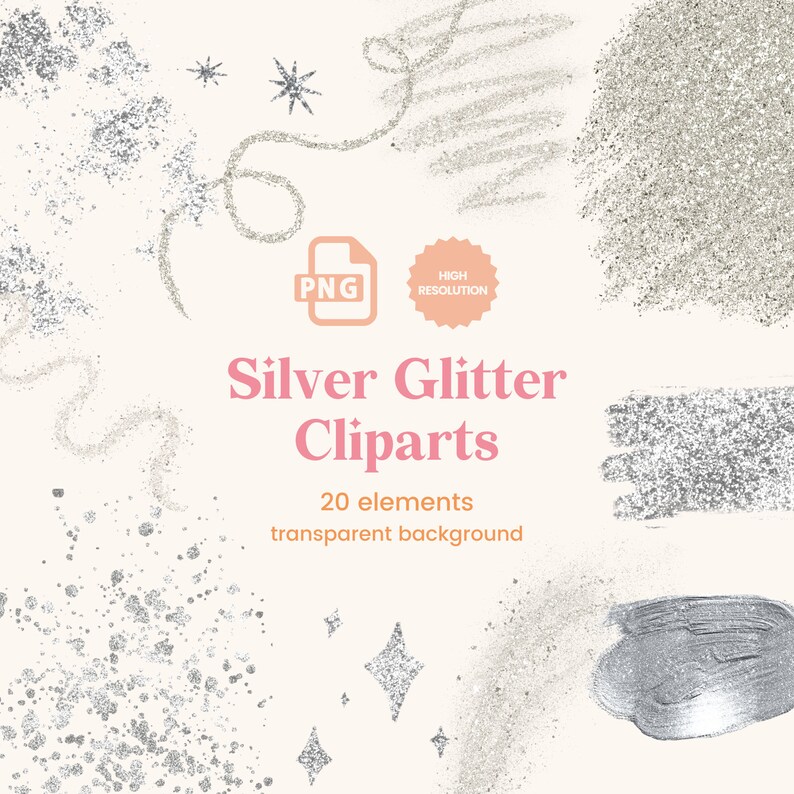 Silver Glitter Cliparts - Etsy
