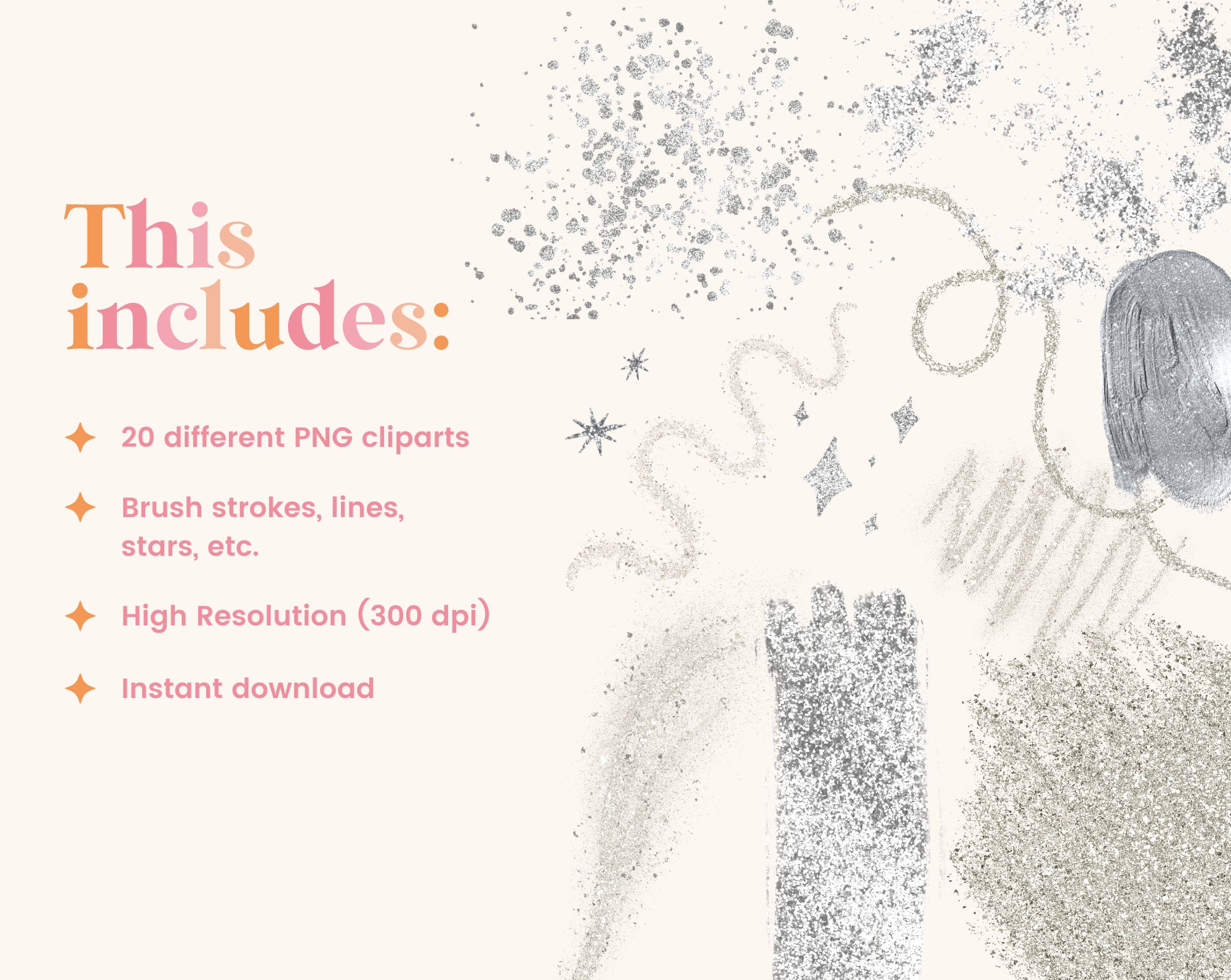 Silver Glitter Cliparts - Etsy