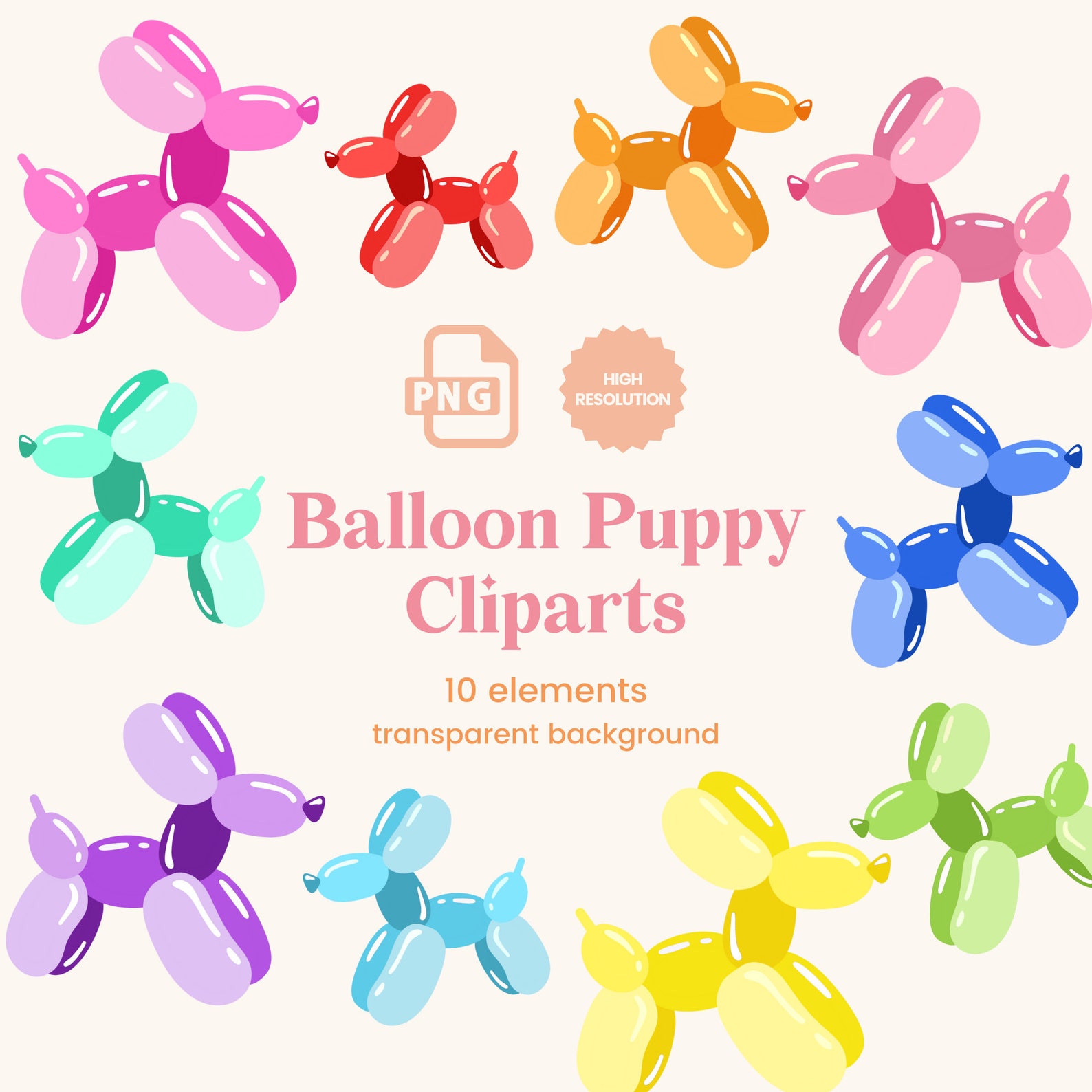 Balloon Puppy Cliparts - Etsy