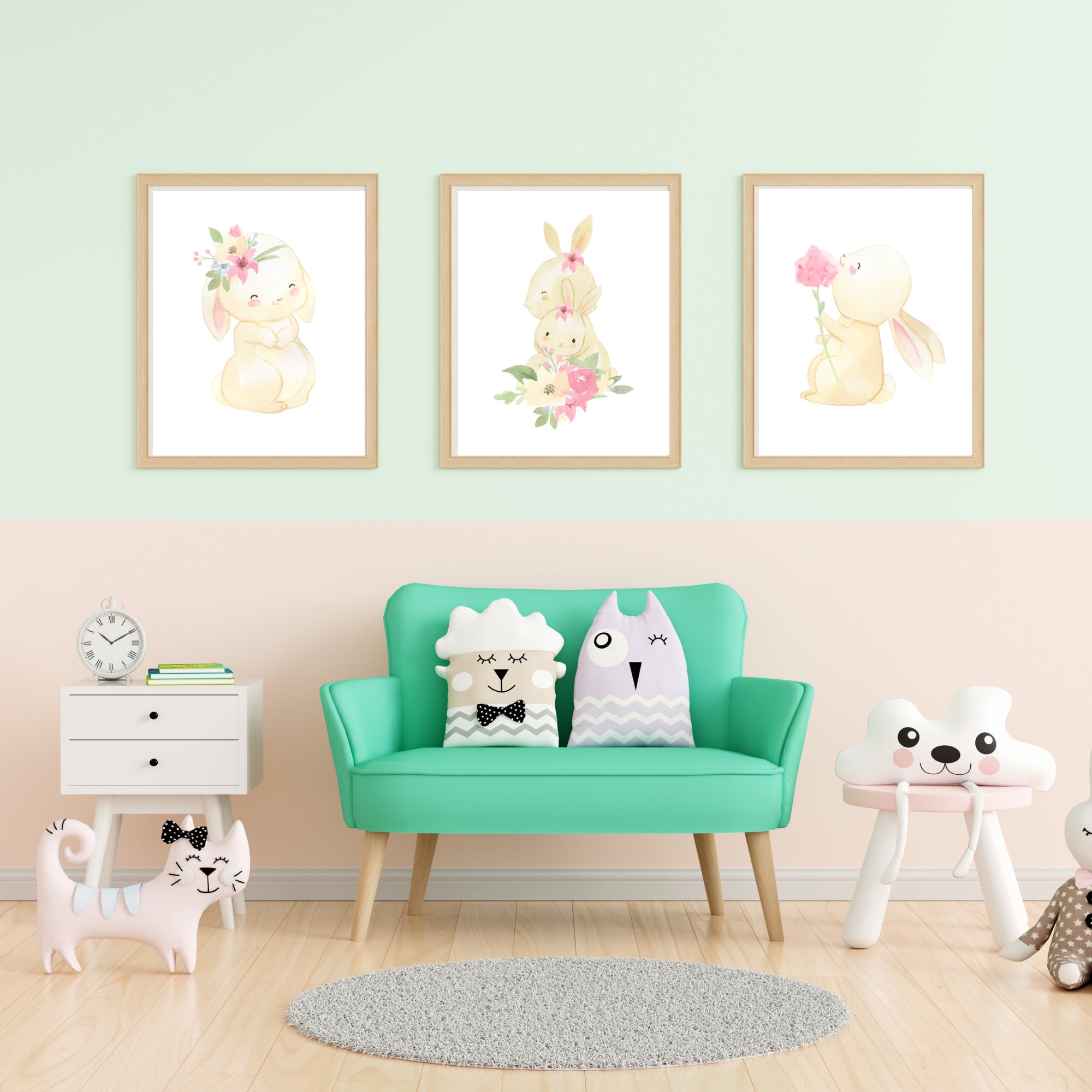 Bunny Nursery Decor/rabbit Nursery Decor/downloadable Prints/woodland ...