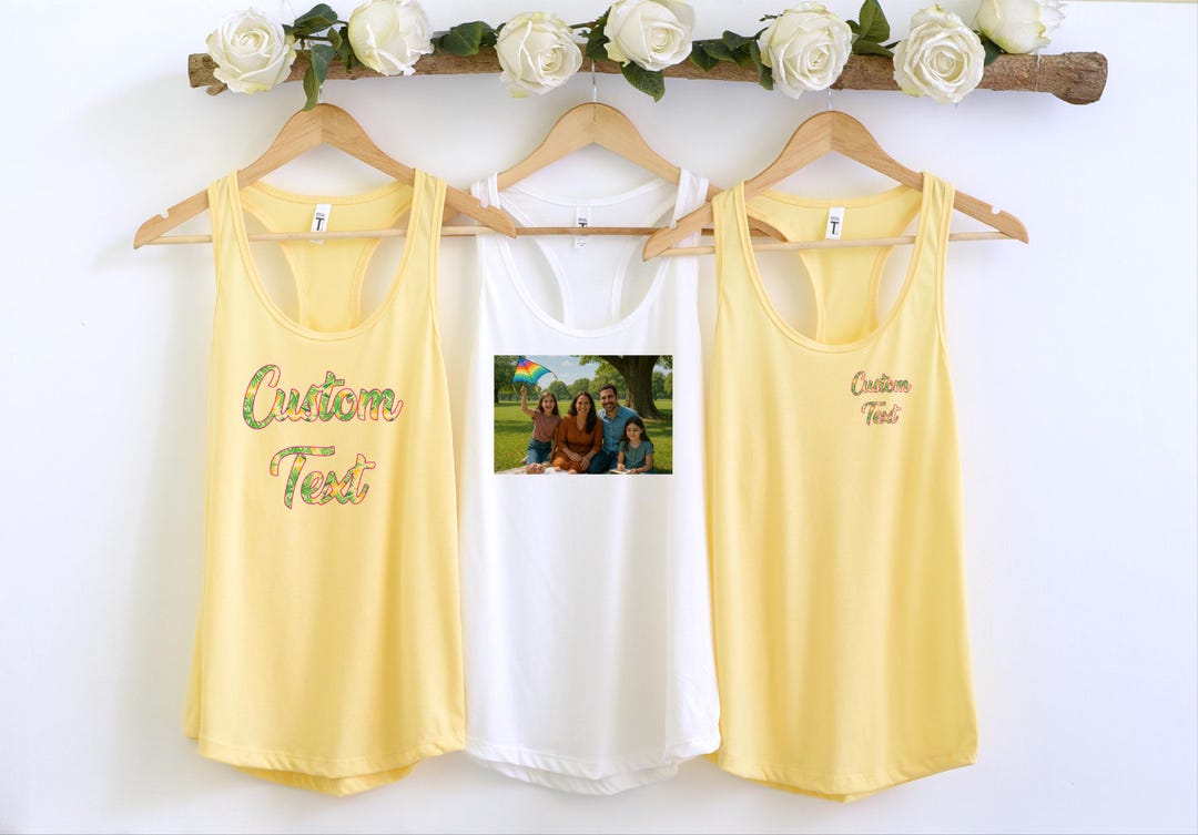 Custom Flowy Racerback Tank Top - Personalized Women’s Tank, Add Your ...
