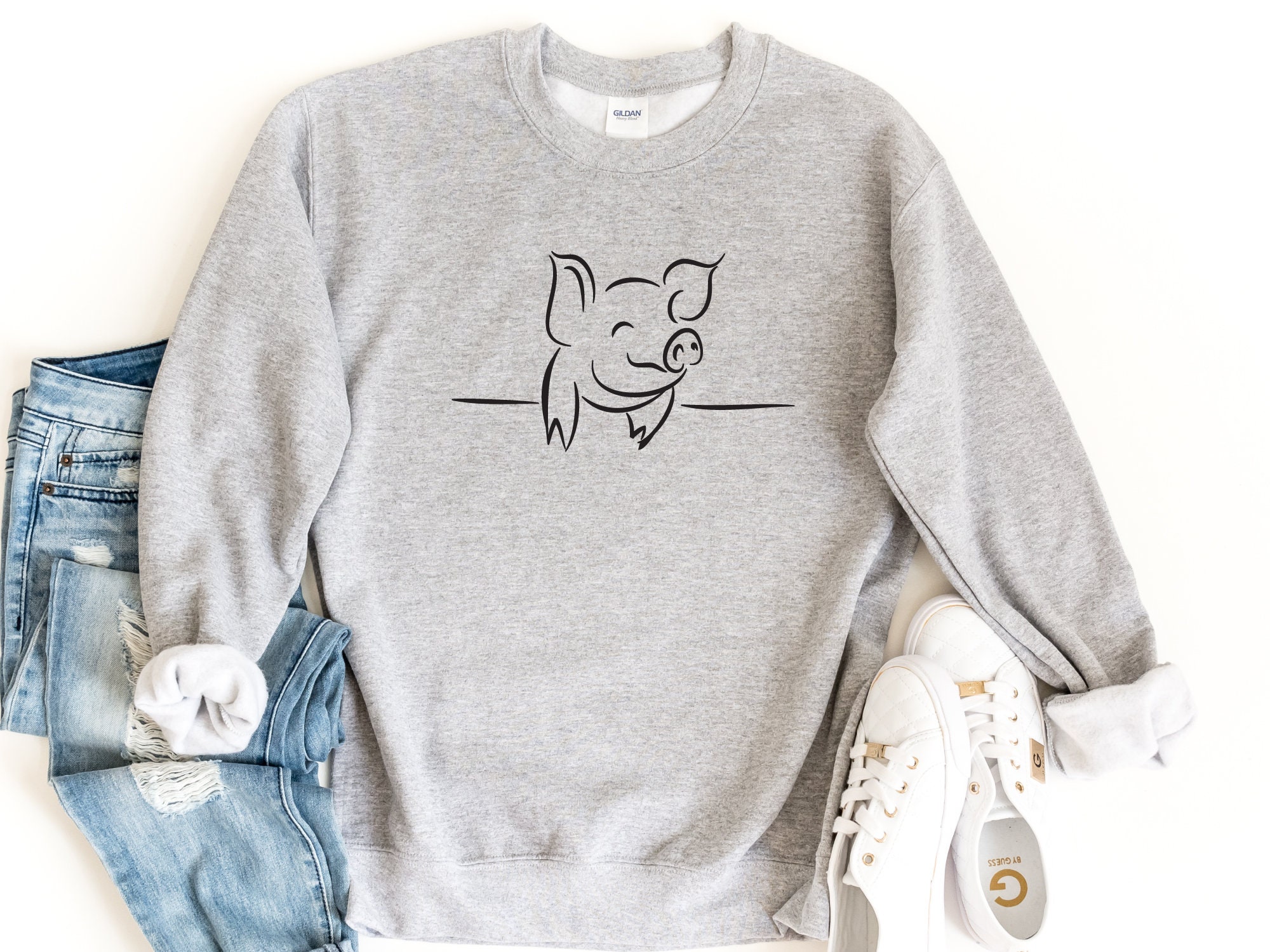 Pig Sweatshirt Pig Lover Gift Pig Sweater Pig Gifts Farm | Etsy