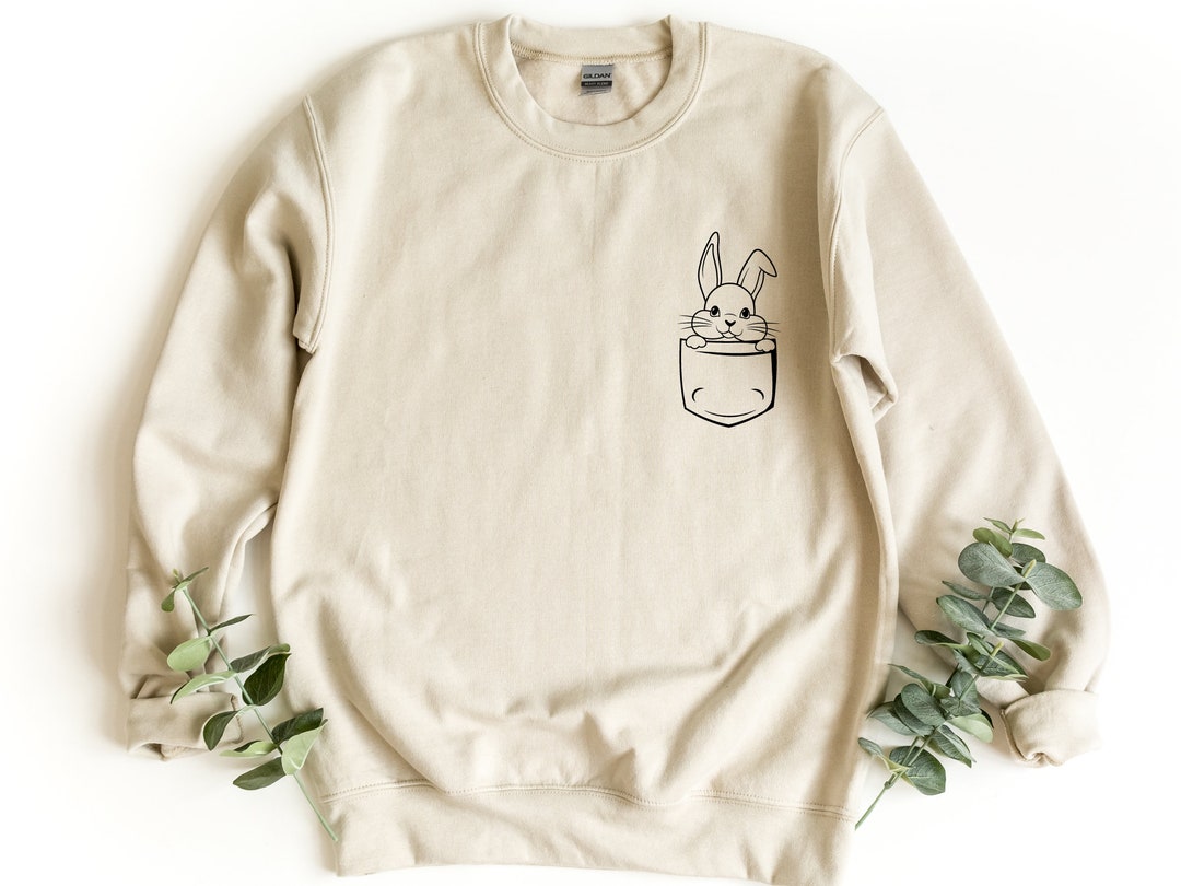 Rabbit Sweatshirt, Pocket Rabbit Sweatshirt, Rabbit Lover Crewneck ...
