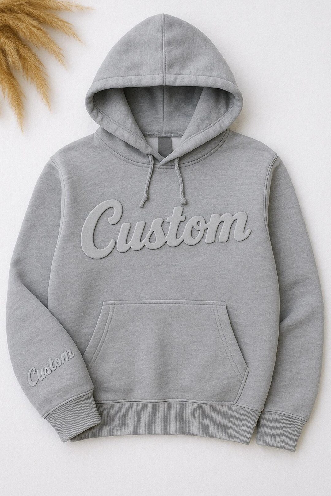 Personalized Puff Print Sweatshirt - Custom 3D Raised Text Hoodie ...
