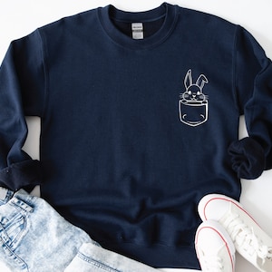 Rabbit Sweatshirt, Pocket Rabbit Sweatshirt, Rabbit Lover Crewneck ...