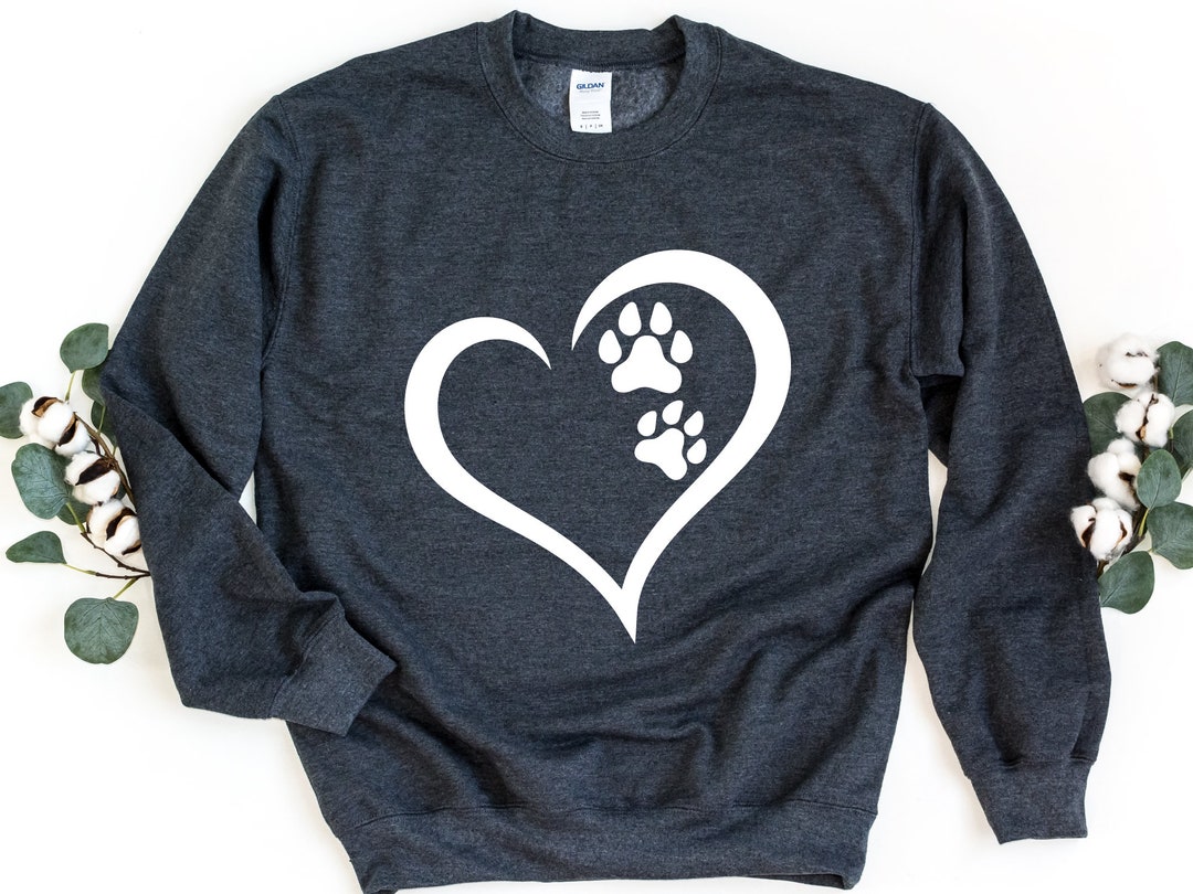 Paw Heart Sweatshirt, Animal Heart Sweatshirt, Paw Lover Sweater, Dog ...