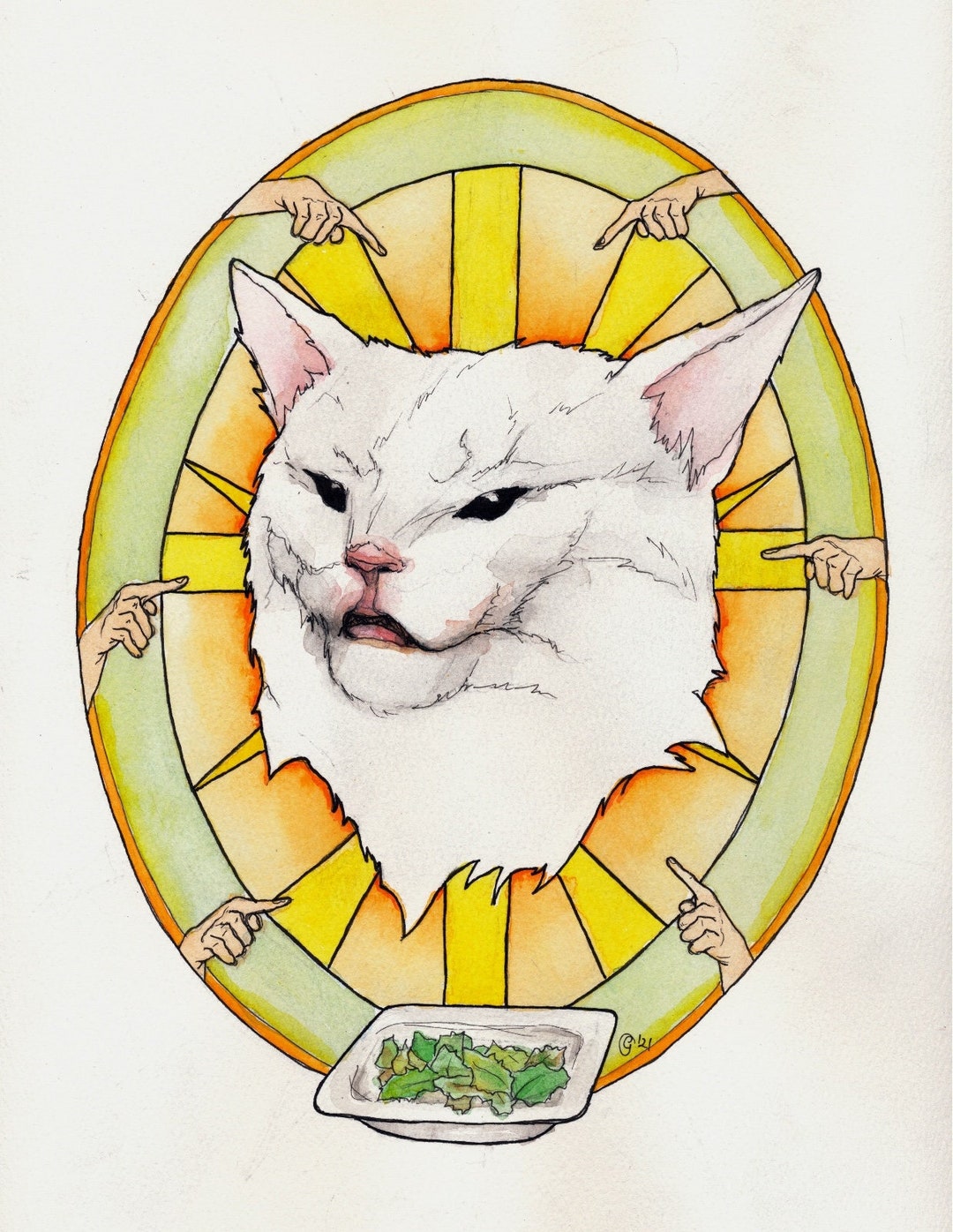 Woman Yelling at Cat: Salad Cat Meme Icon - Etsy