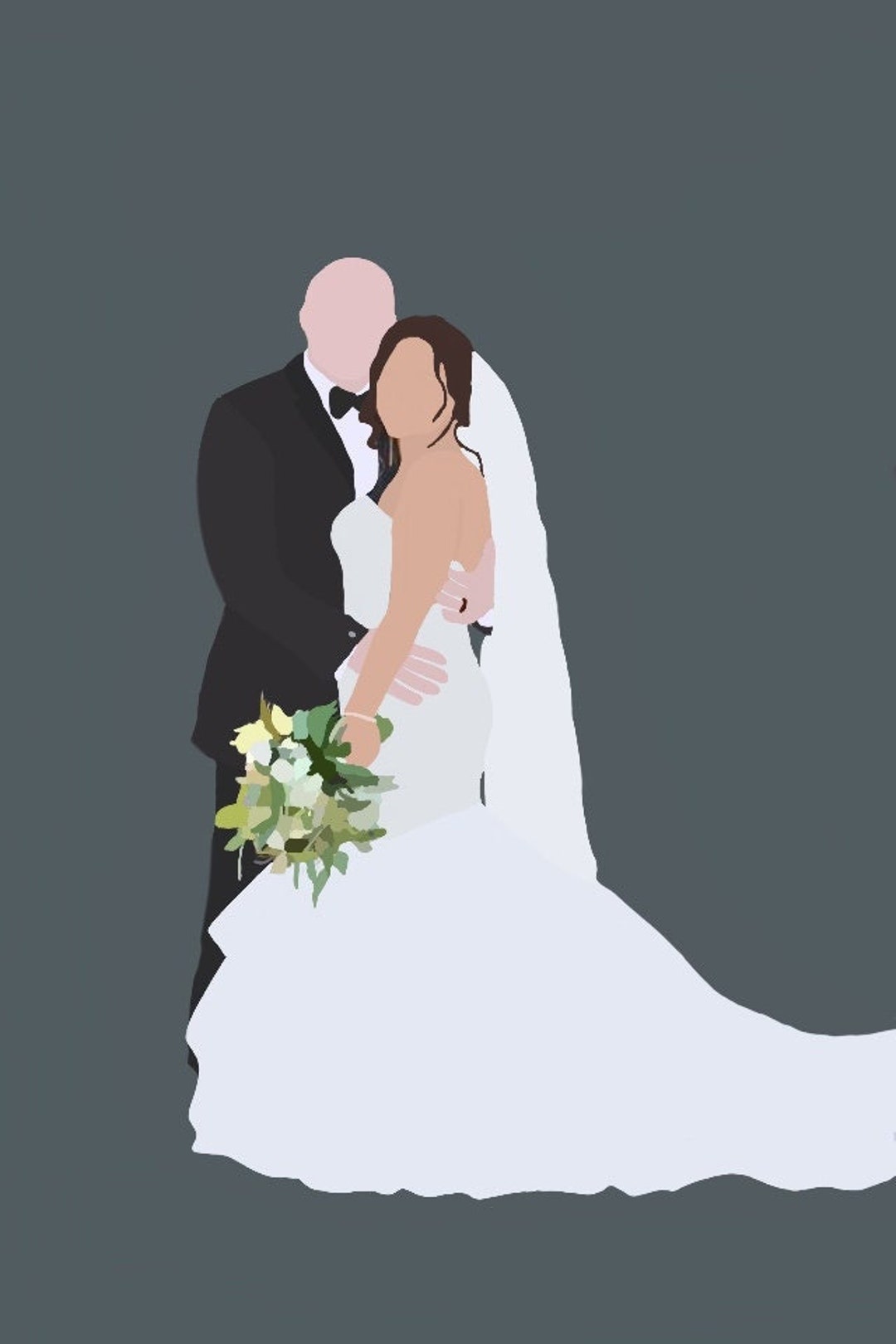 Custom Wedding Minimalist Digital Portrait Faceless Illustration ...