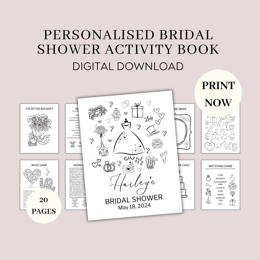 Personalized Bridal Shower Activity and Coloring Book for Kids, Bridal ...