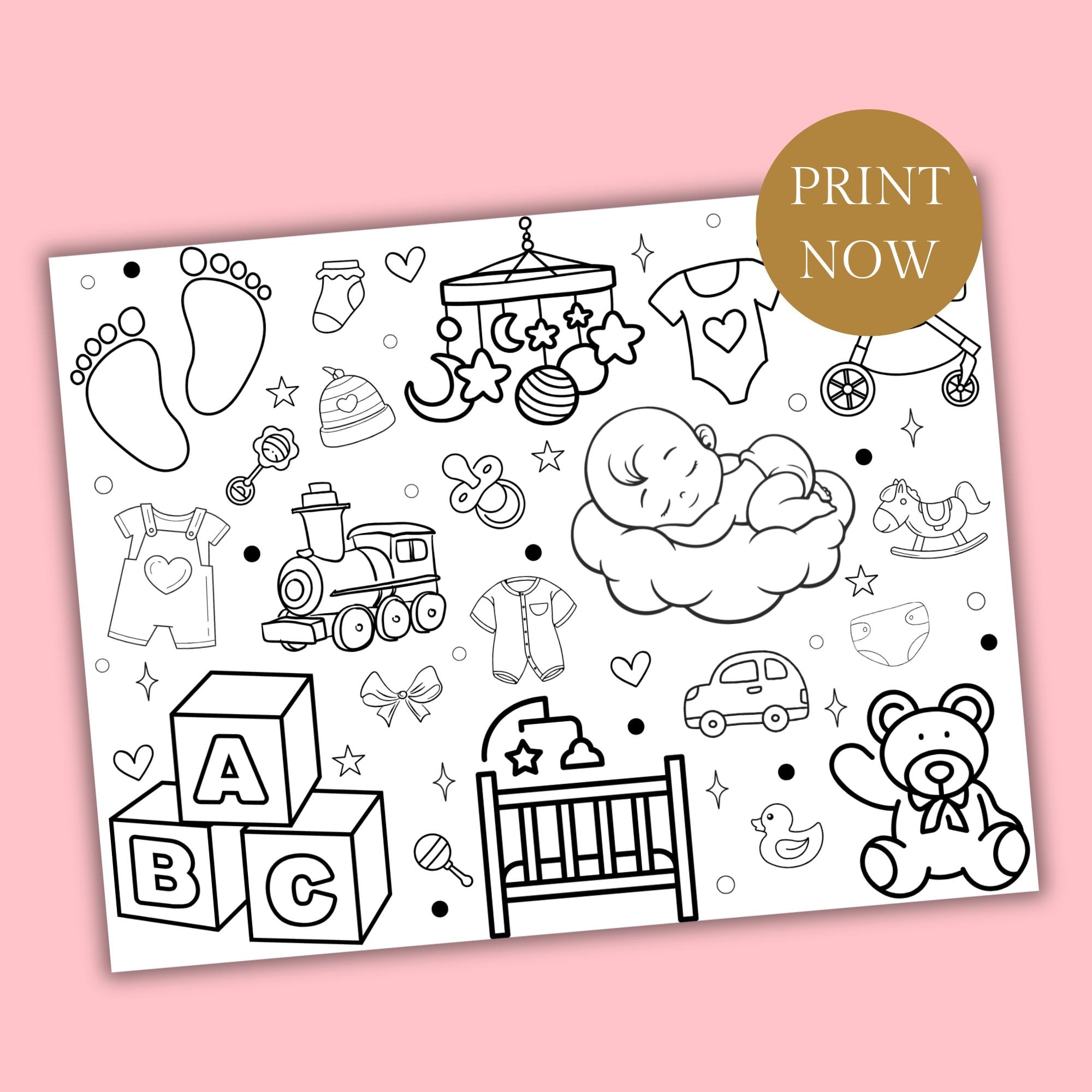 Baby Shower Printable Color Activity, Baby Shower Color Sheet ...