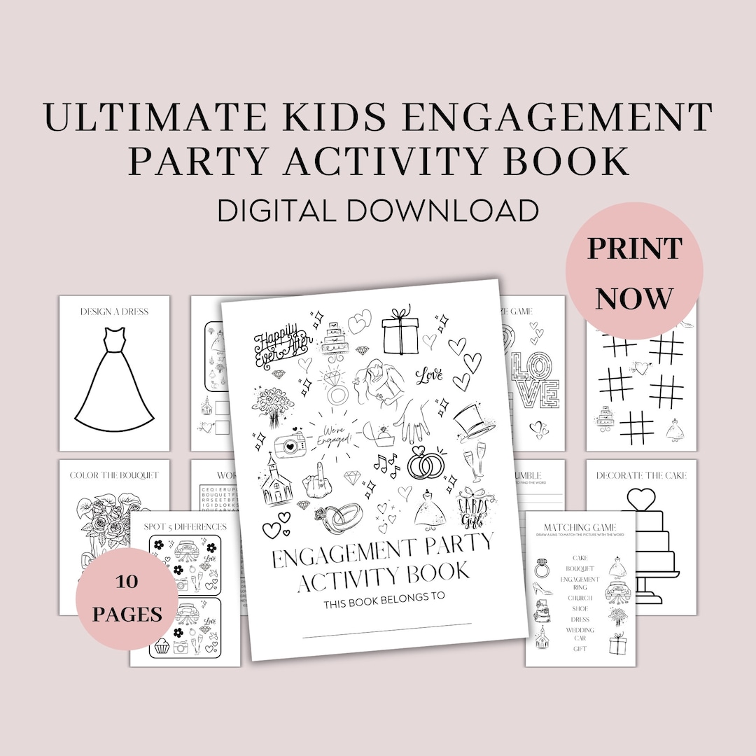 Engagement Party Activity and Coloring Book for Kids, Instant Download ...