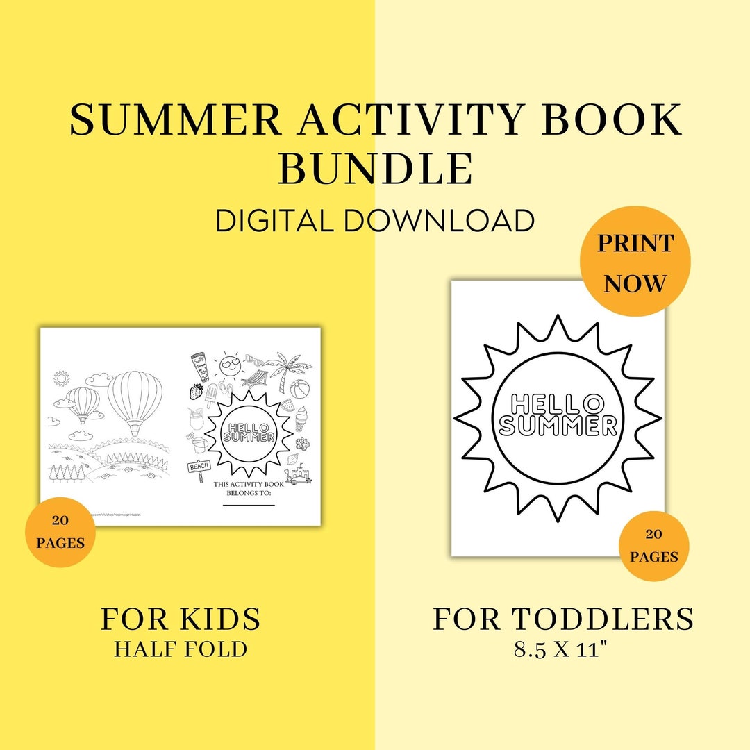 BUNDLE Kids Summer Activity and Color Book, Printable Kids Summer Games ...