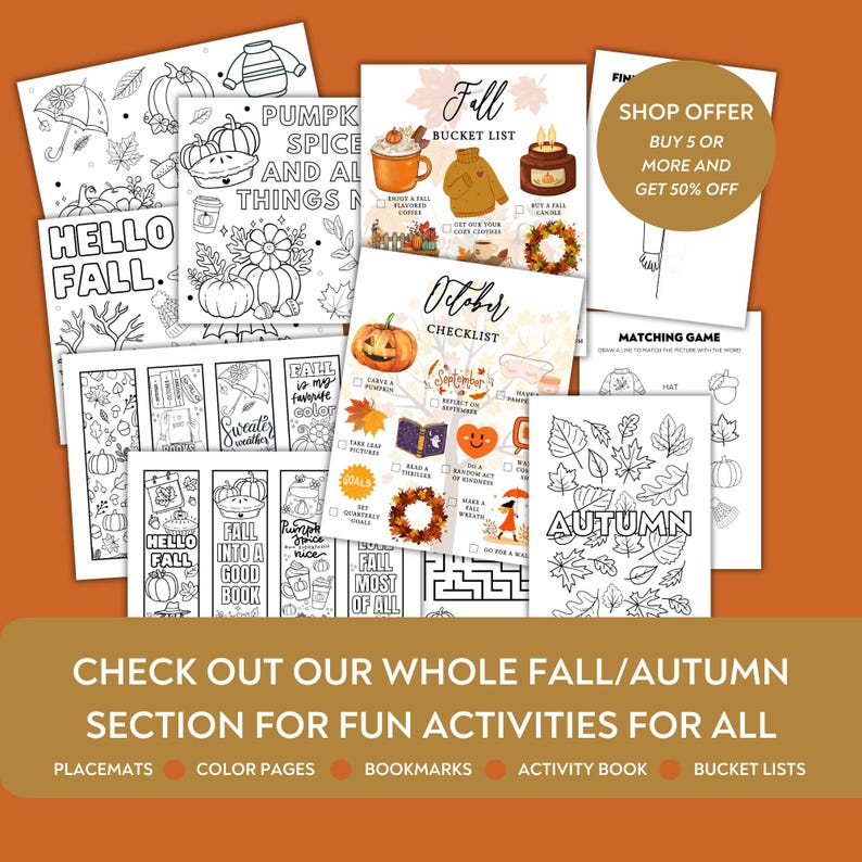Printable Kids Fall Bookmarks Bundle, DIY Color-in Autumn Craft Project ...