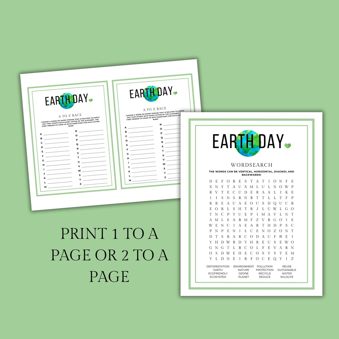 Printable Earth Day Party Games, Earth Day Game Bundle, Printable Earth ...