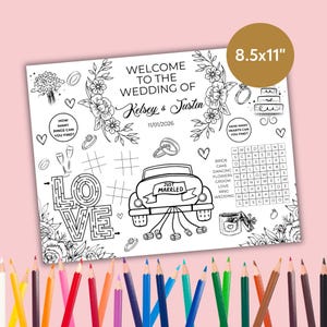 Personalised Kids Wedding Activity Mat, Kids Printable Wedding ...