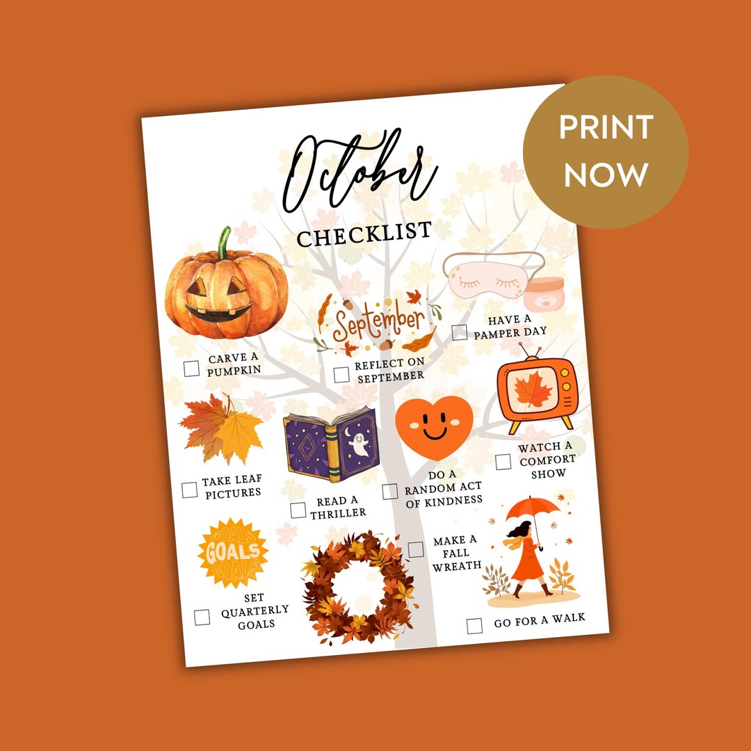 Printable October Checklist, October To-do List Digital Download - Etsy UK