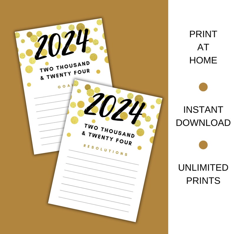 New Year's Printables 2023 Reflection, 2024 Goals and Resolutions, New ...
