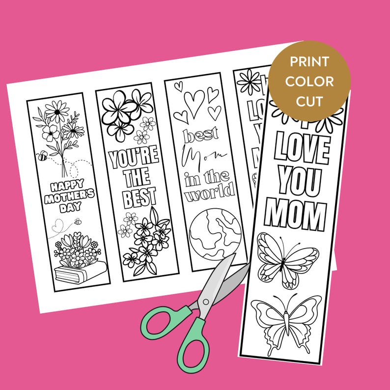 Printable Kids Mothers Day Bookmarks, Color-in Mothers Day Craft ...