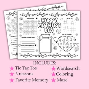 Mothers Day Printable Placemat Activity, Mothers Day Placemat ...