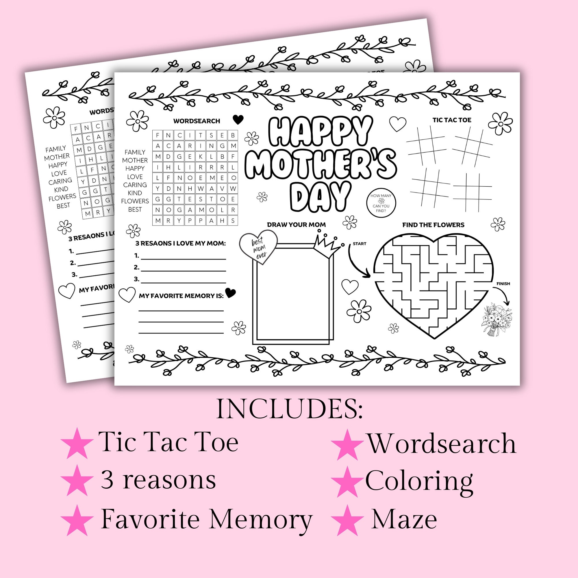 Mothers Day Printable Placemat Activity, Mothers Day Placemat ...