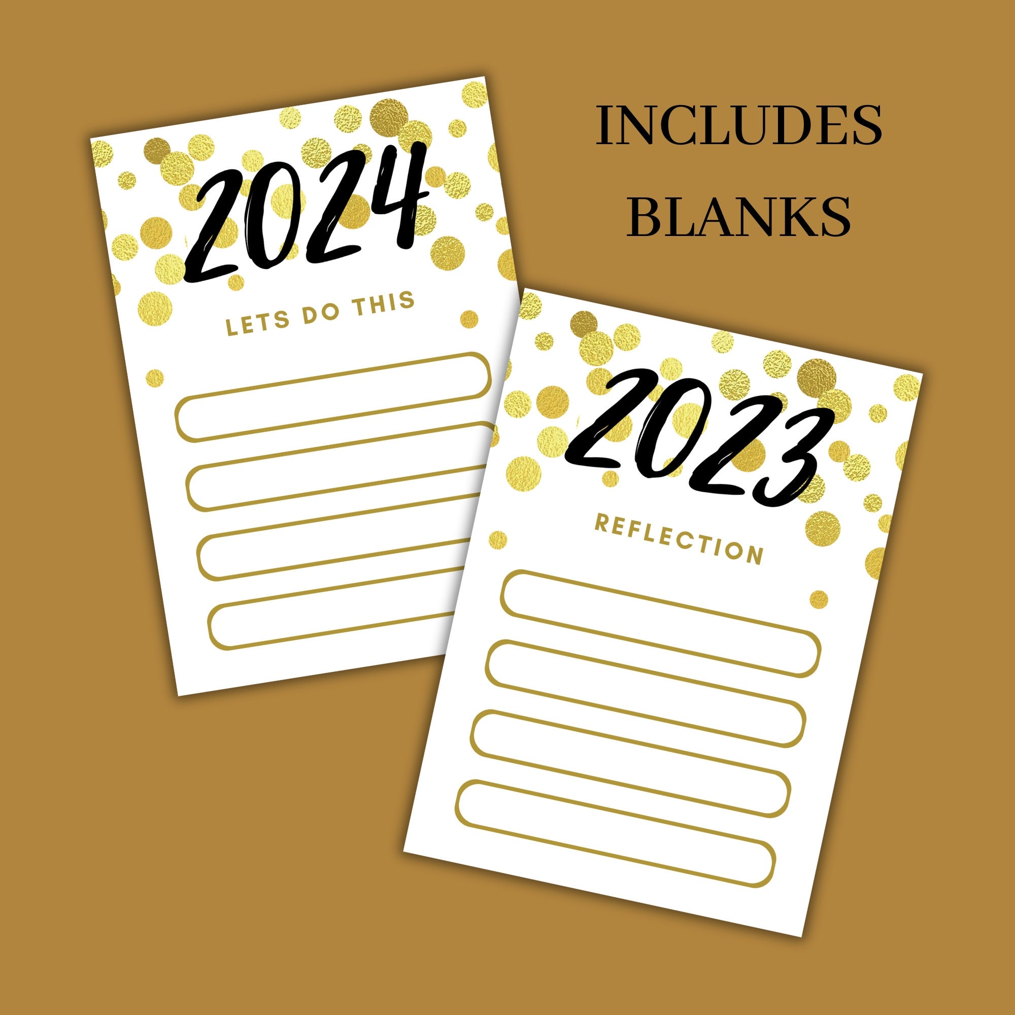 New Year's Printables 2023 Reflection, 2024 Goals and Resolutions, New ...