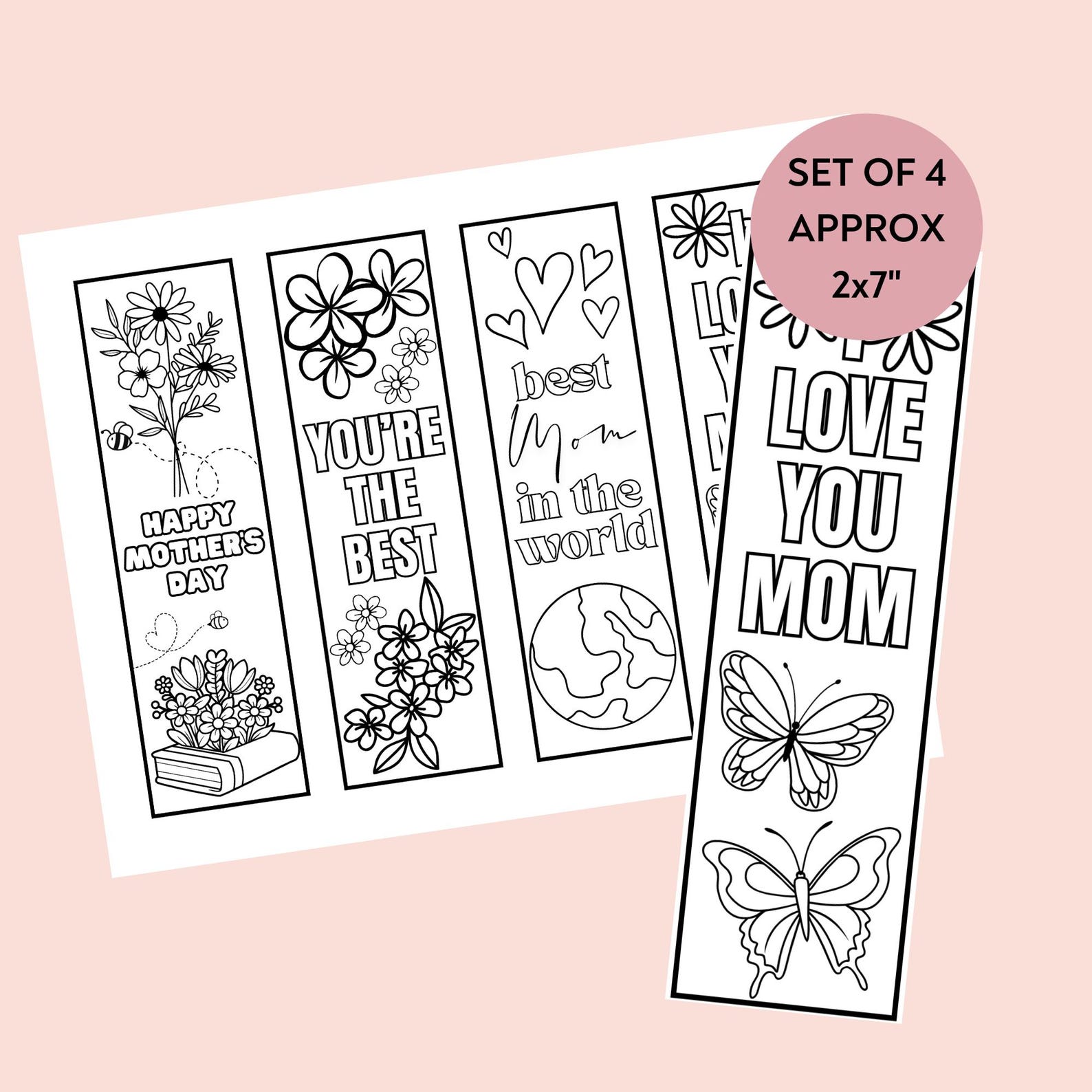 Printable Kids Mothers Day Bookmarks, Color-in Mothers Day Craft ...
