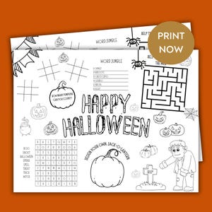 Kids Halloween Activity Mat, Printable Halloween Worksheet, October ...