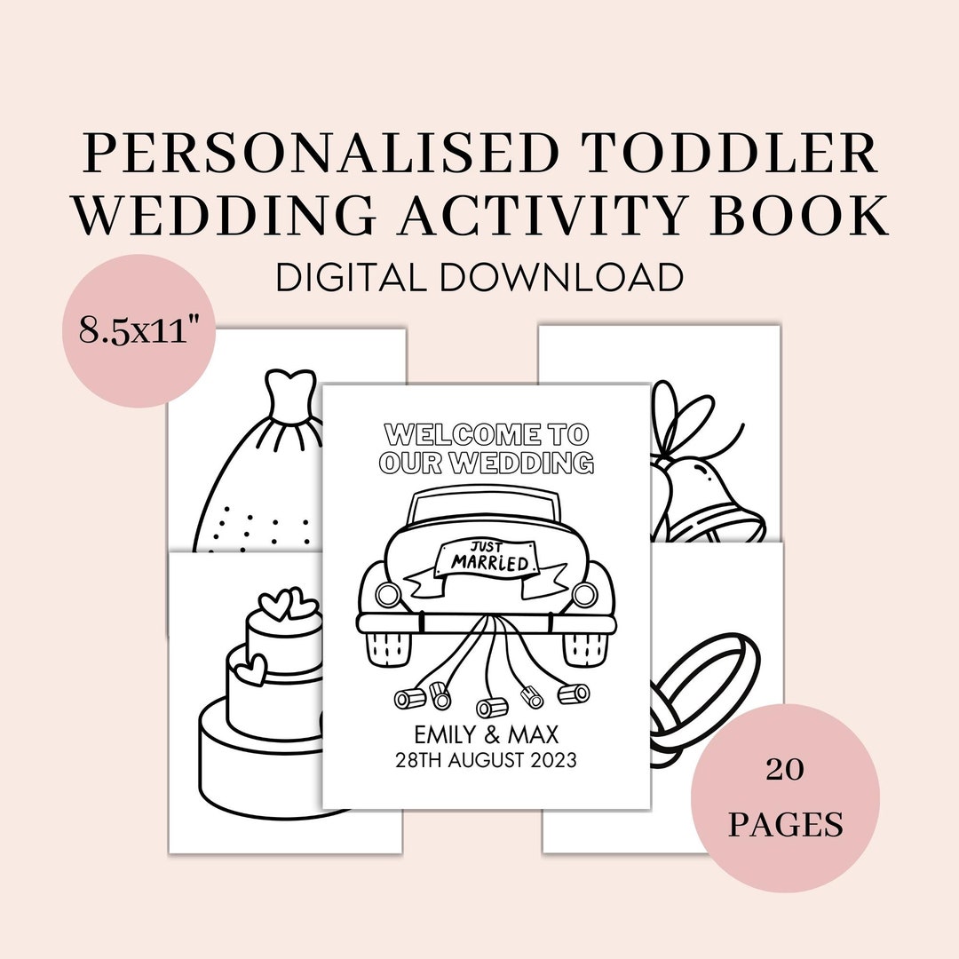 Wedding Color Book for Toddlers, Personalized Wedding Coloring Book ...