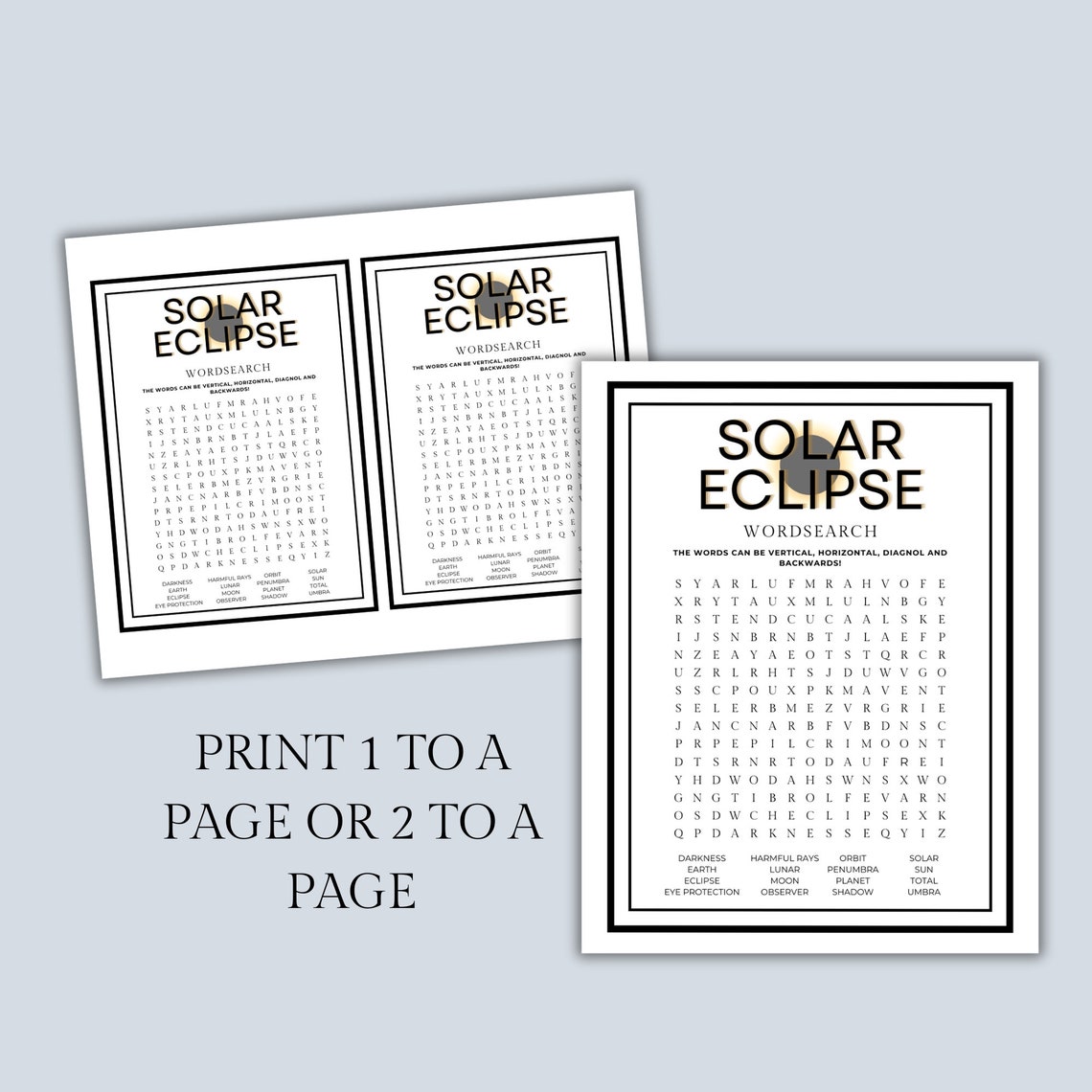 Printable Solar Eclipse Party Games, Eclipse Party, April 2024 Solar ...