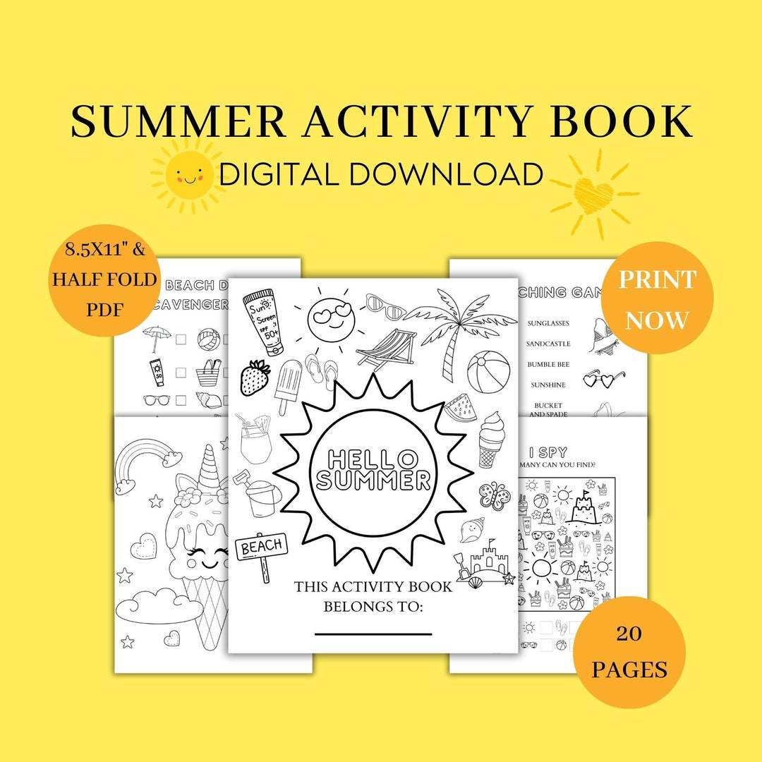 Kids Summer Activity and Color Book, Printable Kids Summer Games ...
