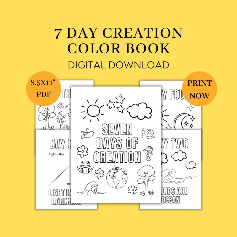 7 Days of Creation Clipart - Etsy