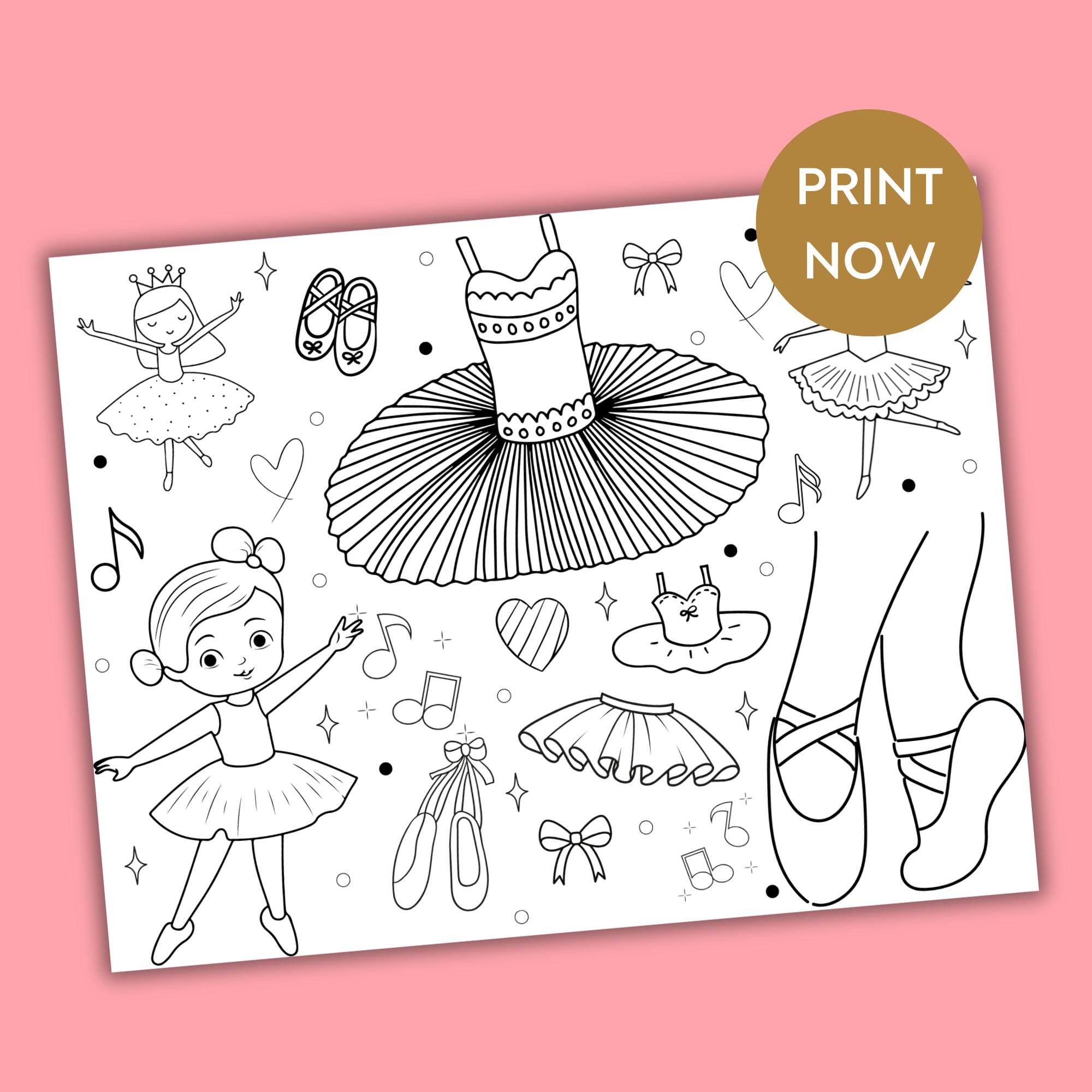 Ballerina Printable Color Page, Ballet Themed Color Sheet, Ballet ...