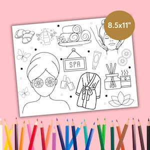 Pamper Spa Day Coloring Page, Kids Spa Printable, Relaxation Coloring ...
