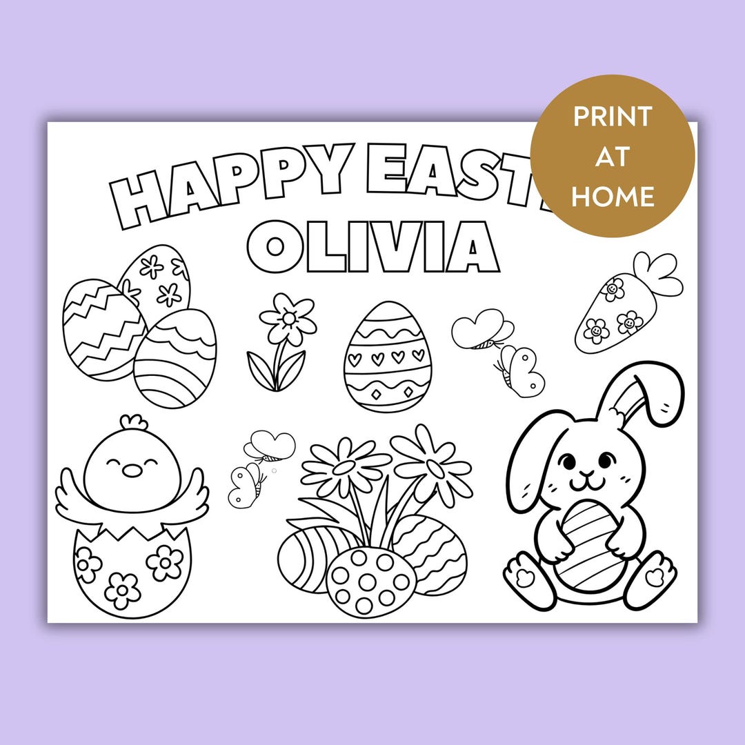 Personalized Kids Easter Coloring Activity, Easter Name Coloring Page ...