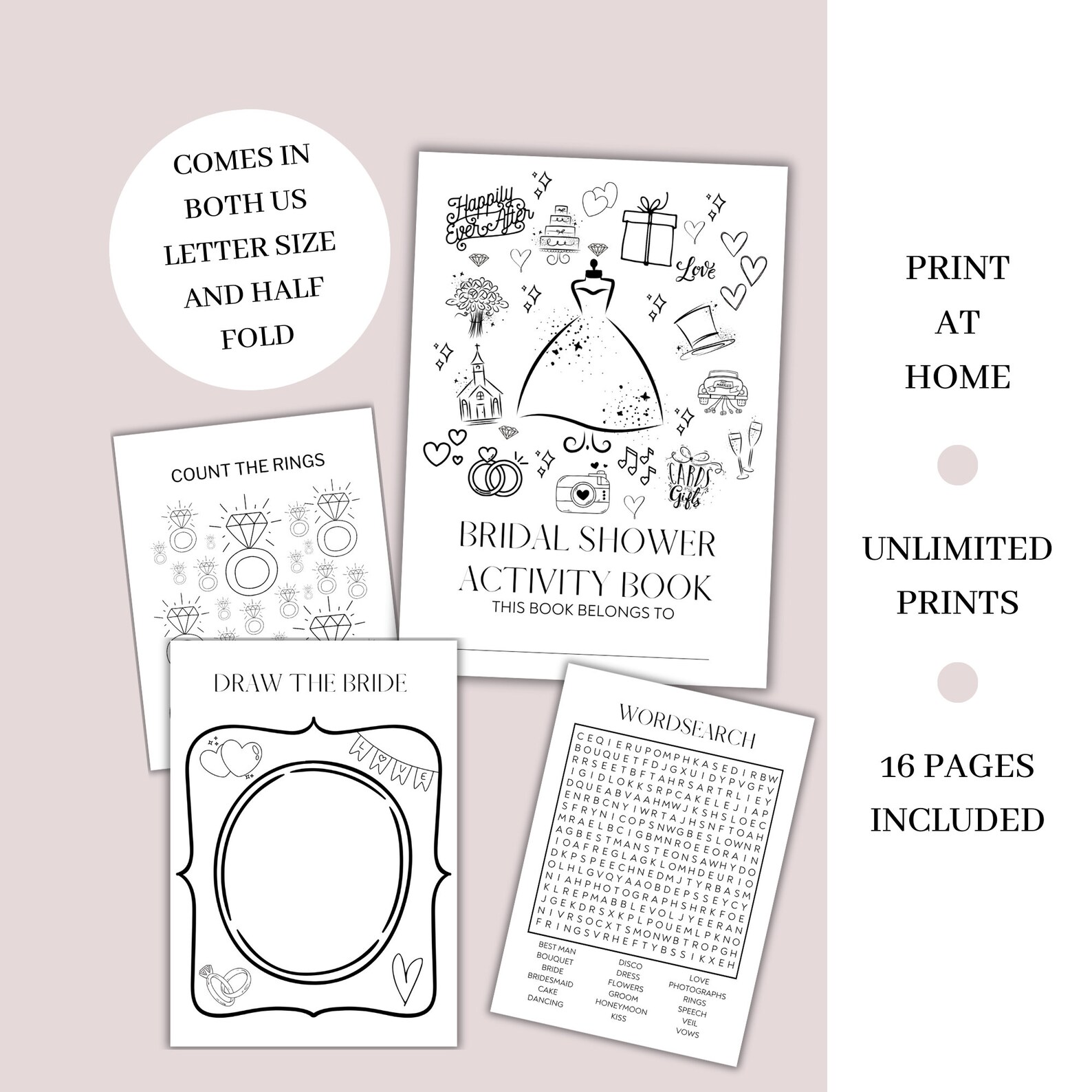 Bridal Shower Activity and Coloring Book for Kids, Bridal Shower Games ...