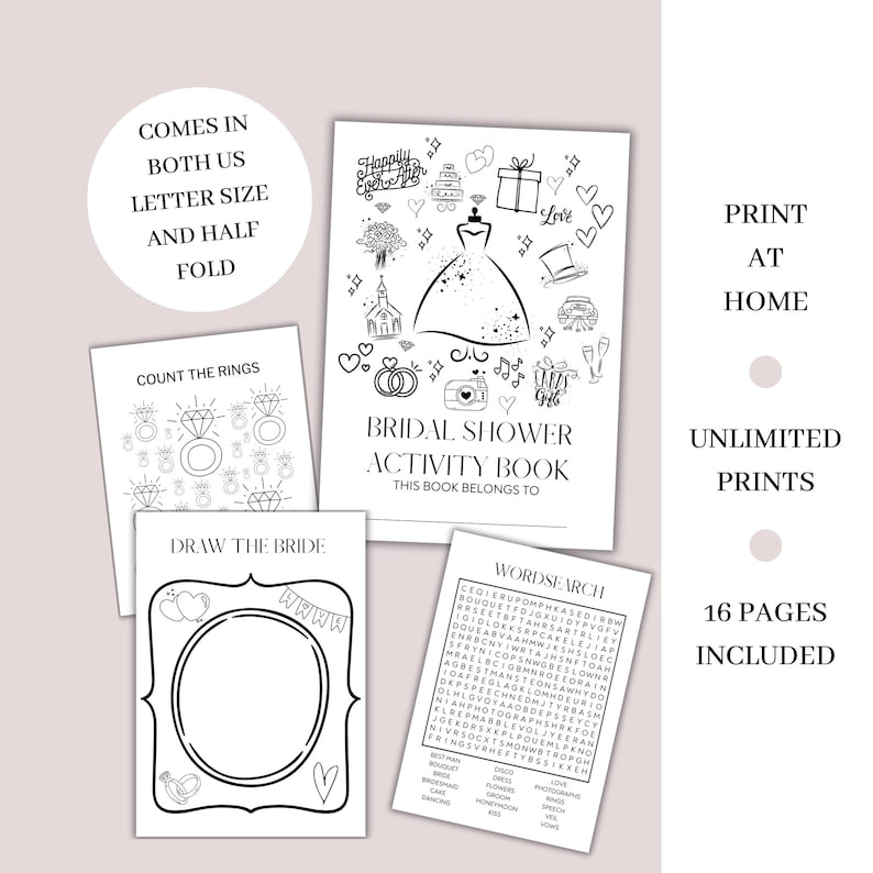 Bridal Shower Activity and Coloring Book for Kids, Bridal Shower Games ...