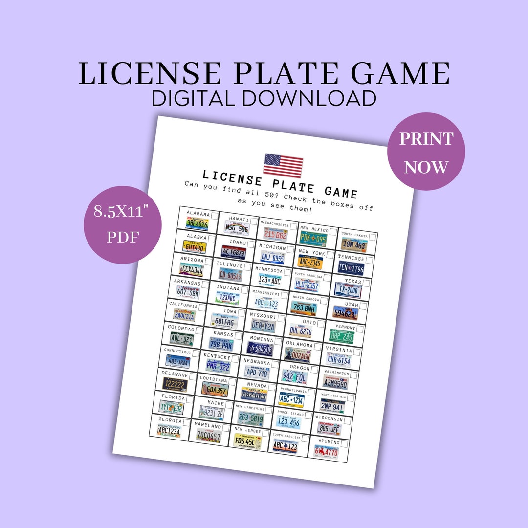 License Plate Game, Kids Road Trip Activity, Long Distance American ...