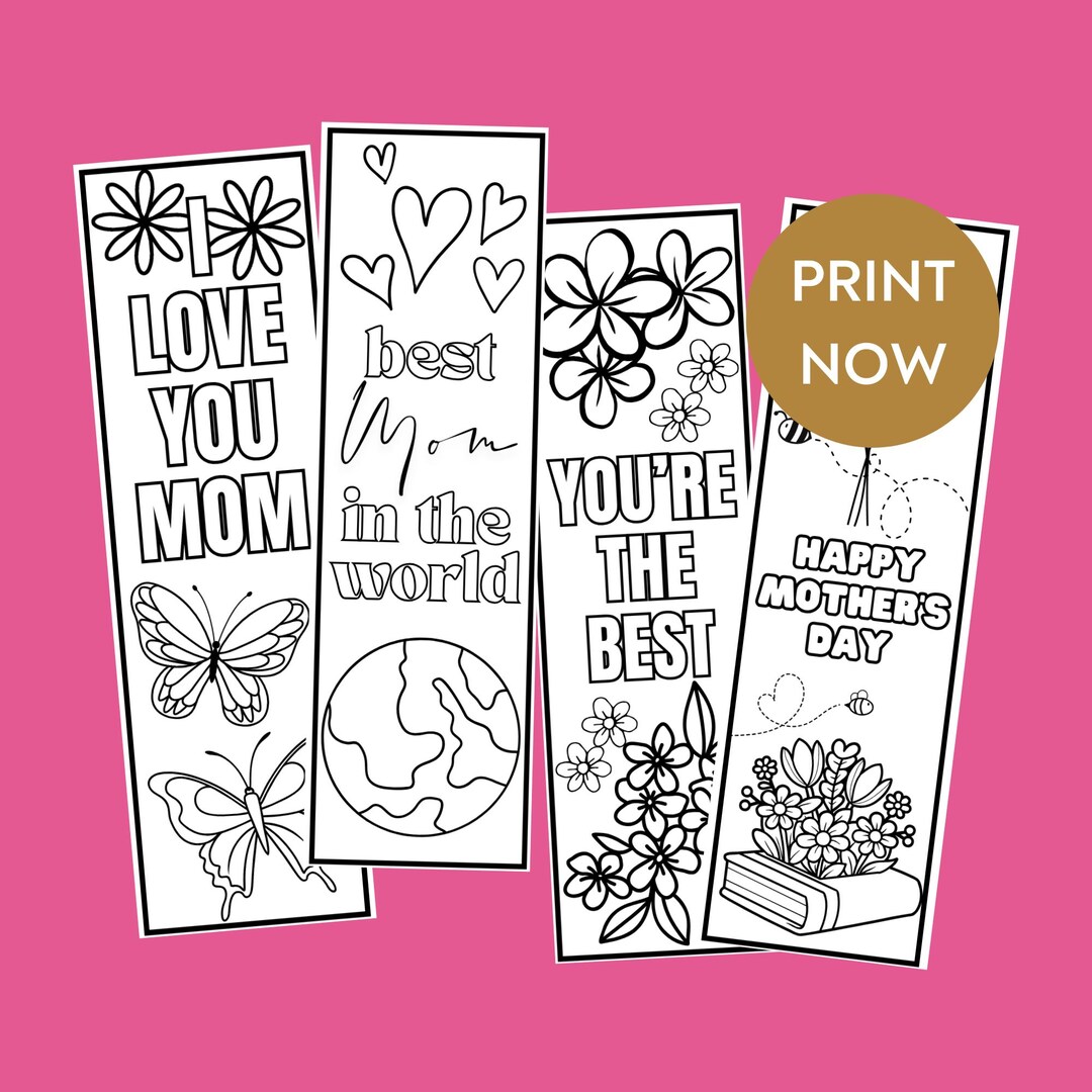 Printable Kids Mothers Day Bookmarks, Color-in Mothers Day Craft ...