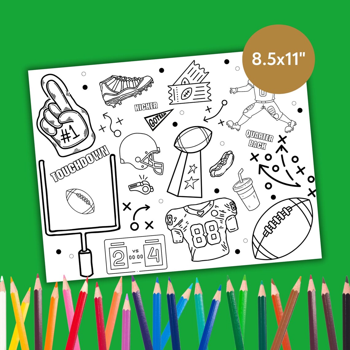 American Football Coloring Page, Kids Printable Football Activity, Fun ...