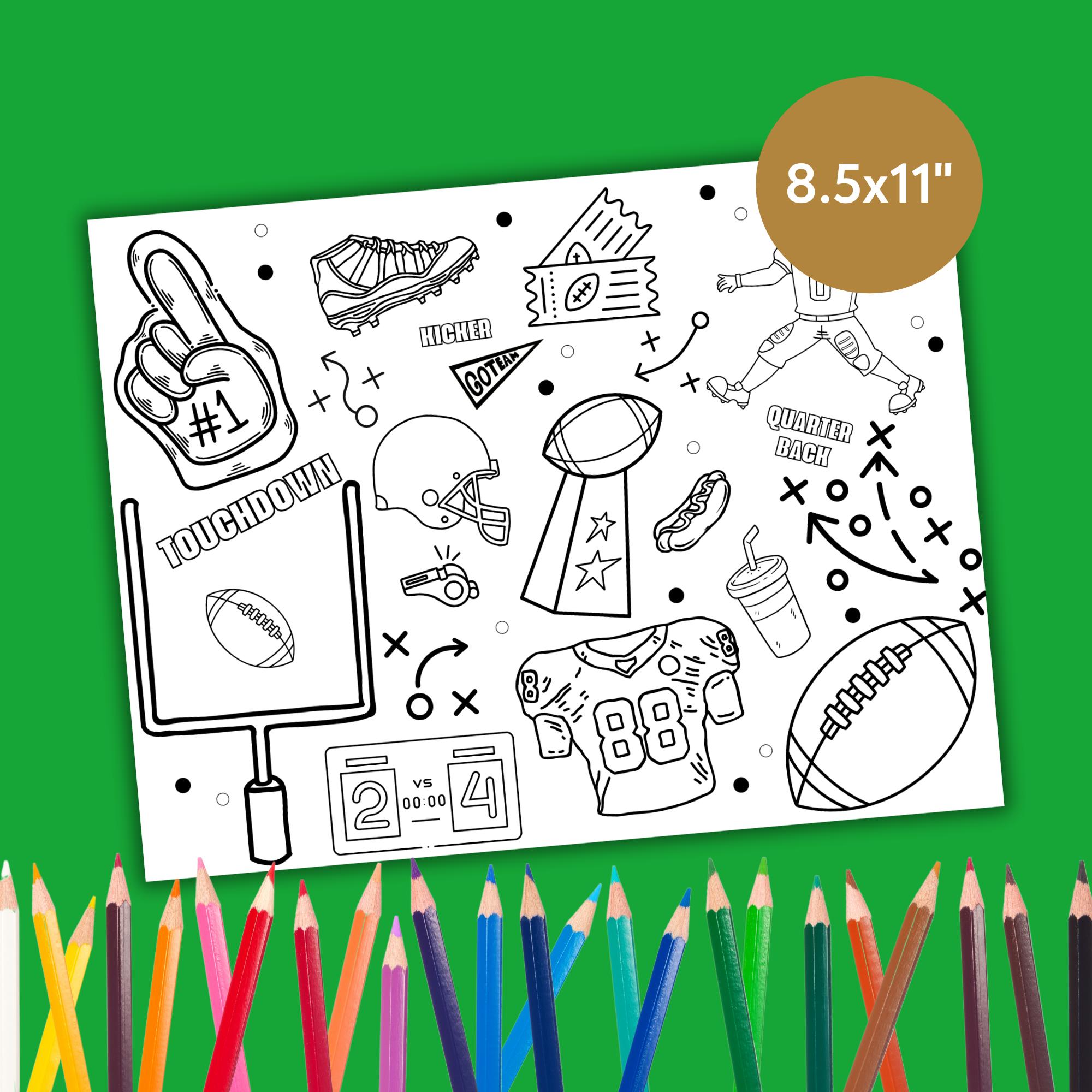 American Football Coloring Page, Kids Printable Football Activity, Fun ...