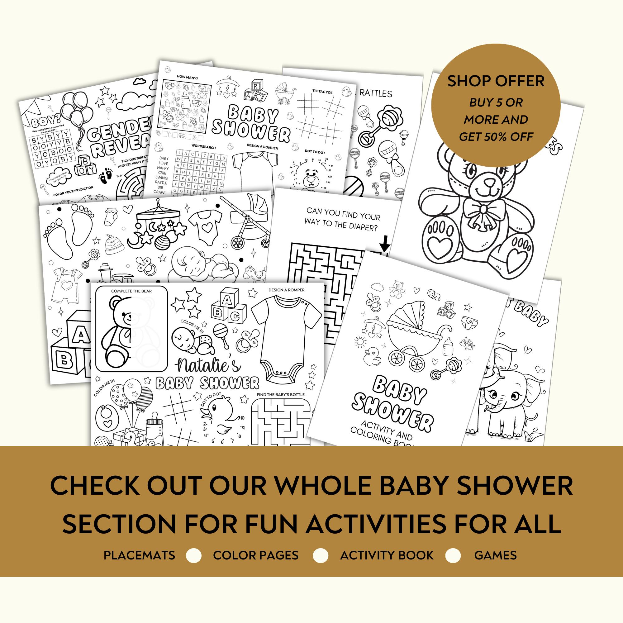 Gender Reveal Printable Activity Placemat, Gender Reveal Party Placemat ...